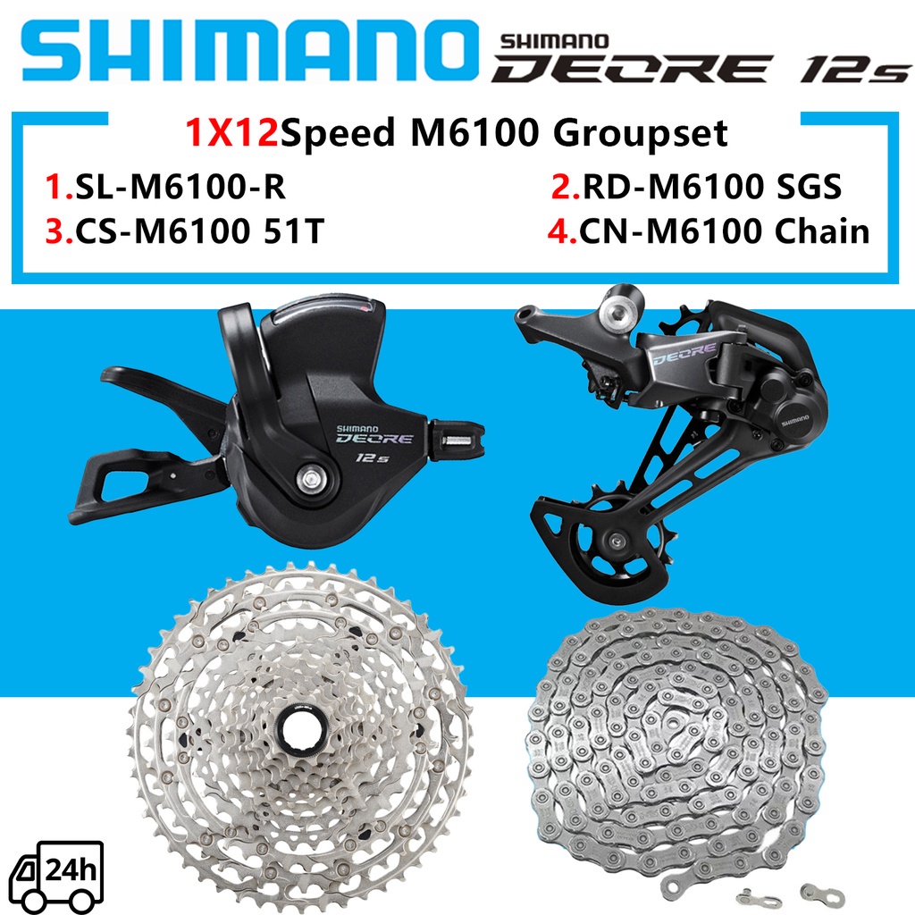 Shimano Deore M6100 1X12 Speed Groupset M6100 Shift Lever RD Cassette For Micro Spline M6100 ...