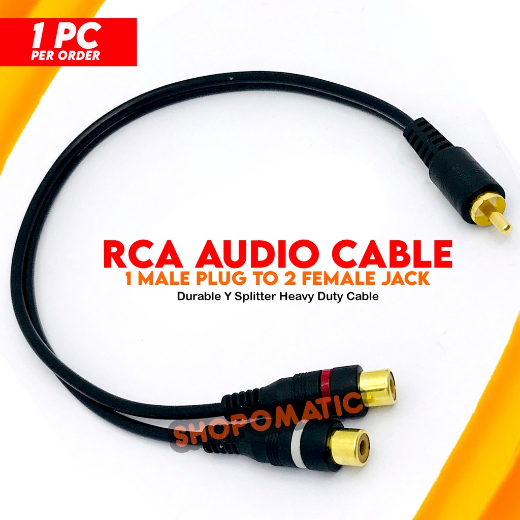 🟧High Quality RCA Audio Cable Y Adapter Splitter 1 Male Plug to 2 ...