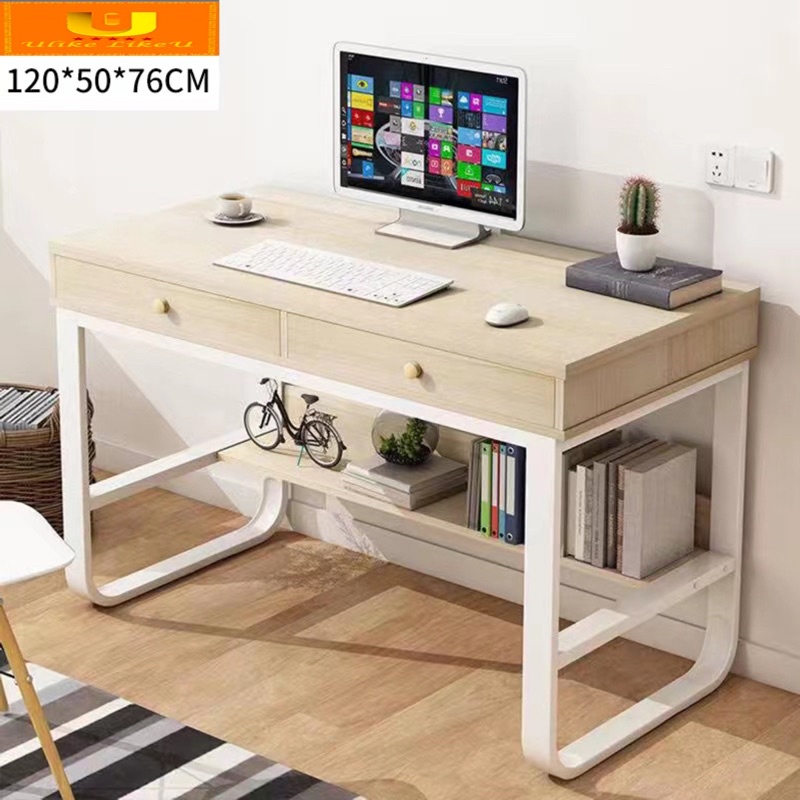 Computer Table / Home Office Minimalist Desk with 2 Drawers | Shopee ...