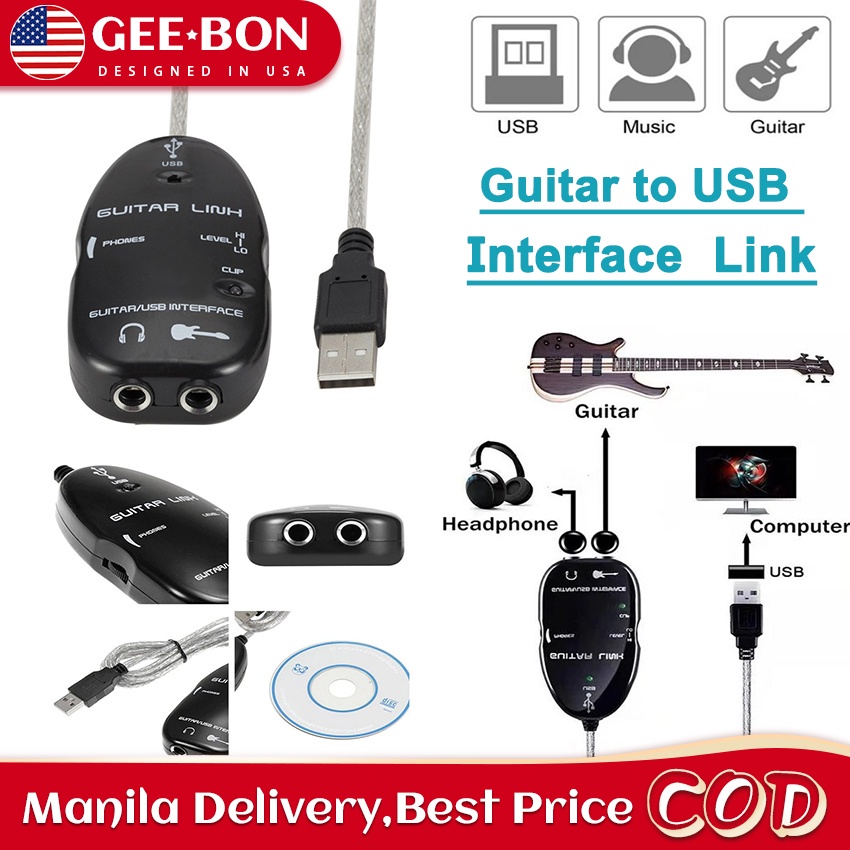 GEEBON Guitar Interface Link Cable Adapter Audio Connector Recorder for ...