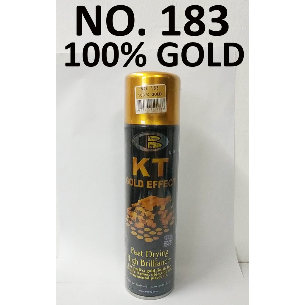 BOSNY SPRAY PAINT 100% GOLD NO. 183 KT GOLD EFFECT 225 GRAMS | Shopee ...