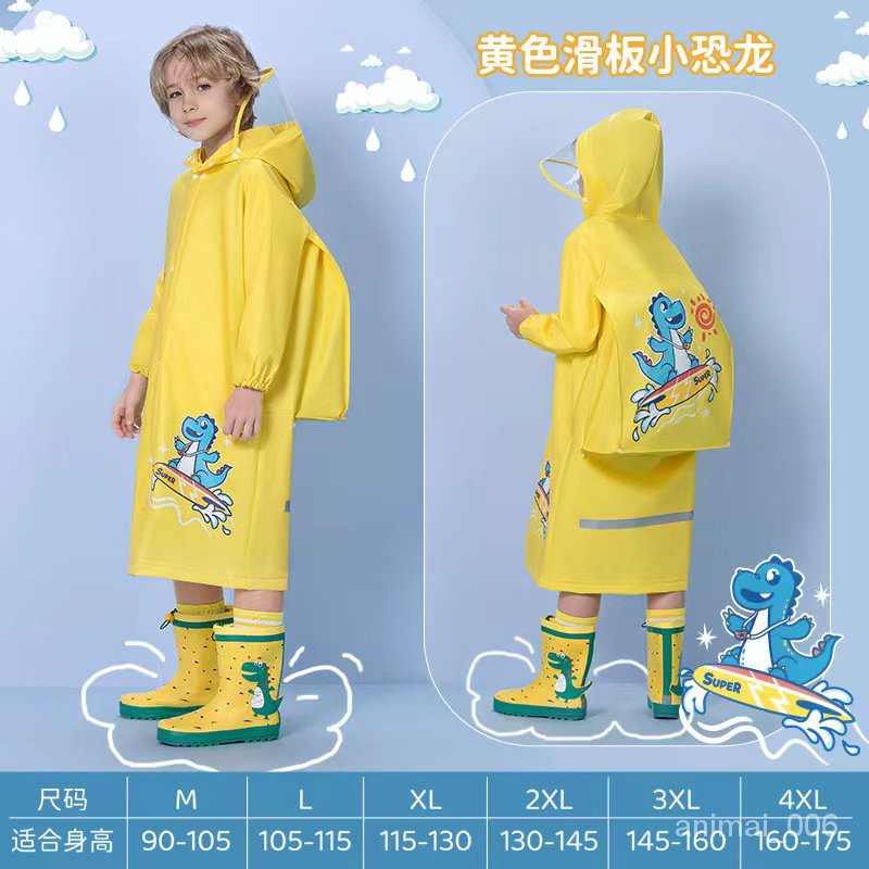 EVA raincoat for kids Boys and girls Pupils with bags Full body rainproof poncho children's ...