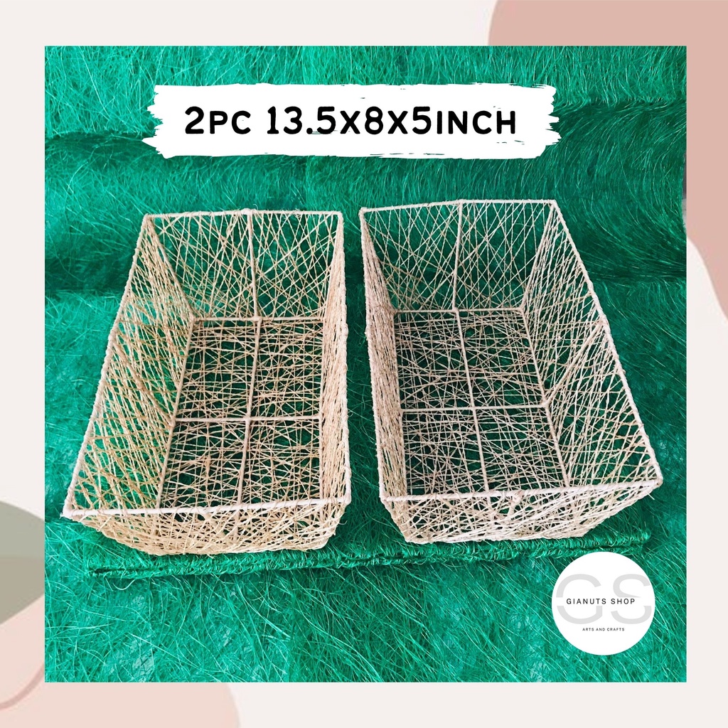 2in1 Natural Abaca Basket Organizer Rectangular Tapered Eyelet set of ...