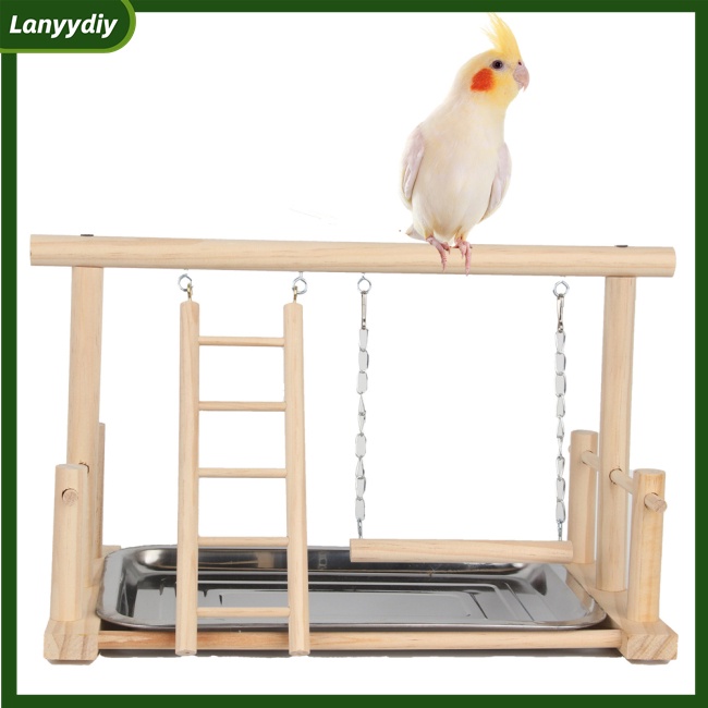 gdK Portable Wooden Perch Stand Playground Multifunctional Bird ...