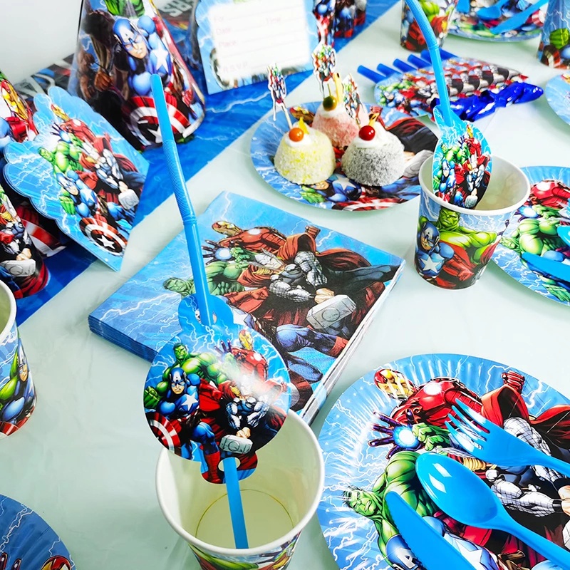 Avengers SuperHero Party Supplies Decorations Kids Birthday Disposable ...