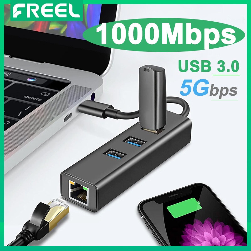 USB Type C to Ethernet Adapter 4 in 1 Multiport Hub with Gigabit ...