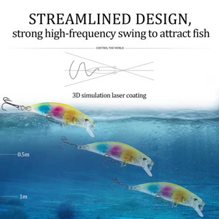 34 Colors Fishing Gear 5g/5cm Fishing Lure Sinking Minnow 3D Eyes Laser With 2 Trible Hook ...