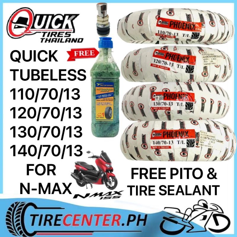 QUICK TIRE FREE TIRE SEALANT&PITO PHOENIX T/L By13 For N-MAX 110/70/13 ...
