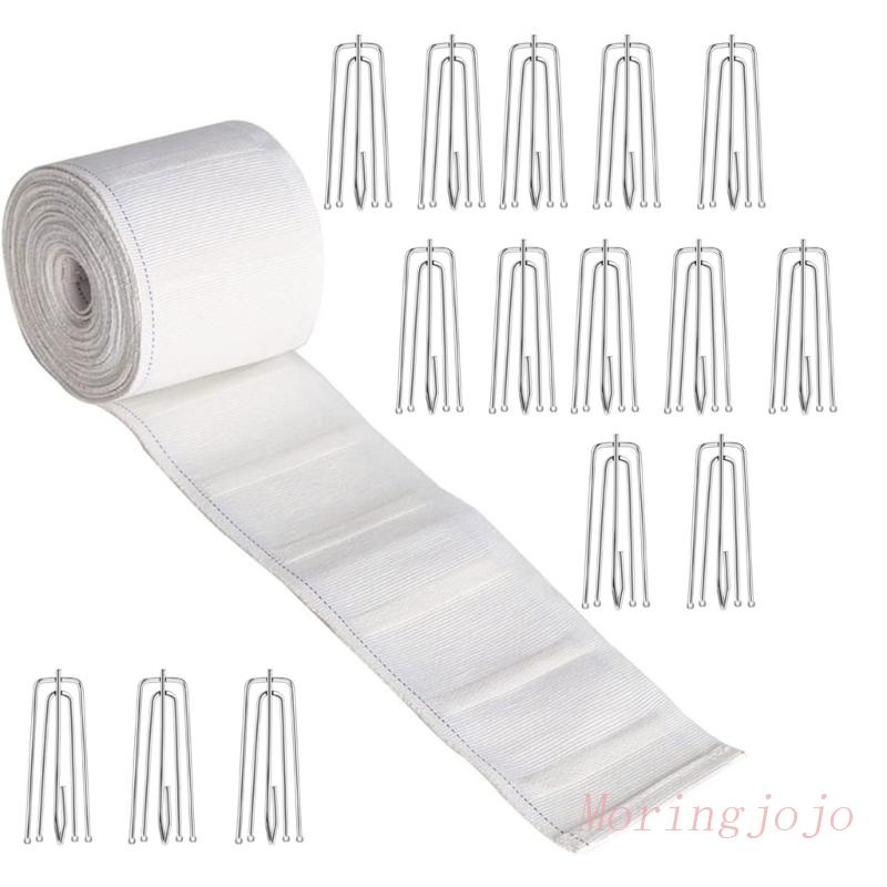 JoJo Curtain Pleater Tape with Curtain Pleater Hooks Kit Bedroom Living ...