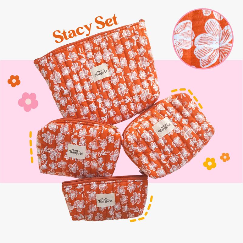 STACY Set | Handmade Quilted Toiletry Bag Make-up Pouch Organizer Gift ...