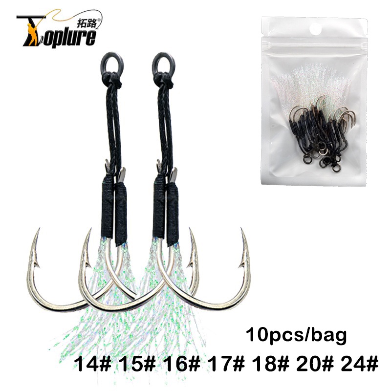 TL 10pcs/bag 14#-22# Slow Jigging Hooks High Carbon Steel Double ...