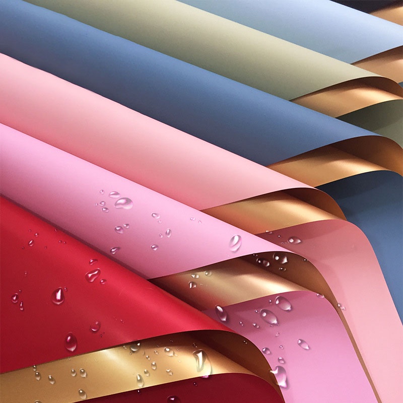 20pcs Gold Two Colors Thick Waterproof Bouquet Flower Wrapping Paper gilt Wrapping Paper ...