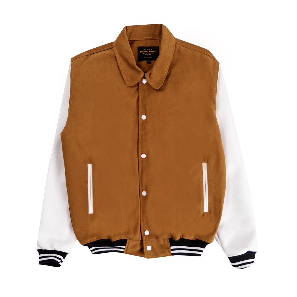 Eternalworks CARAMEL COLLAR VARSITY JACKET - BOMBER JACKET - BASIC ...