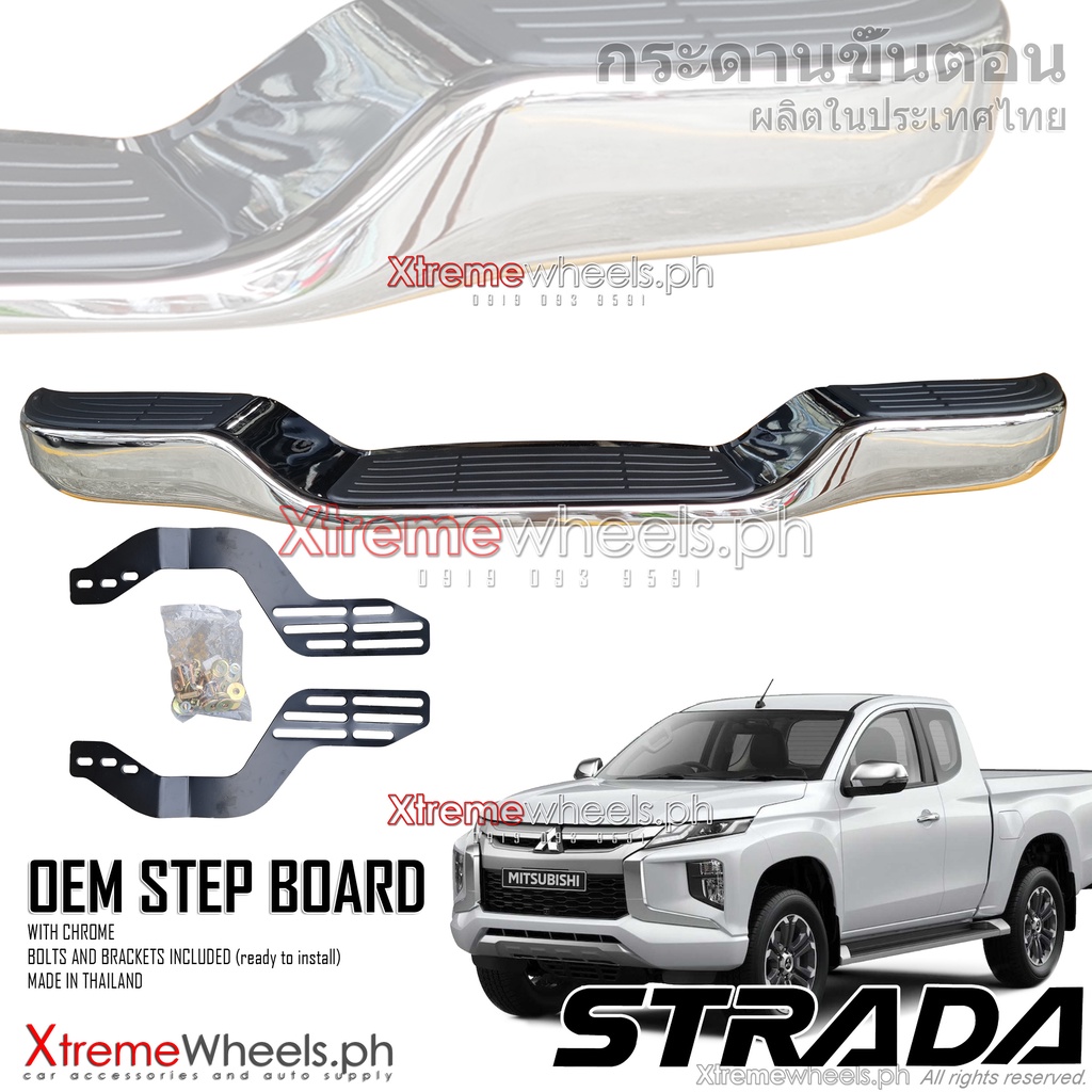 Mitsubishi Strada 2019-2023 Black Chrome Rear Bumper stepboard / Step ...