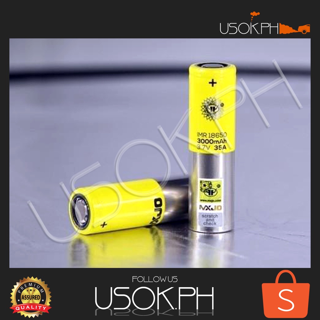 Mxjo 18650 3000mah PREMIUM 35A BATTERY Flashlight Battery (2PCS ...