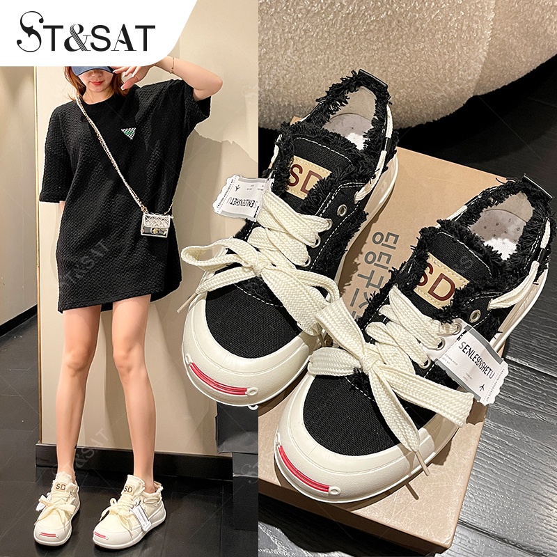 ST&SAT New Kroean Sneakers for women rubber shoes | Shopee Philippines