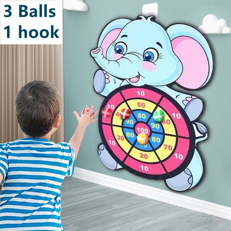 Kids Throwing Sticky Ball Dart Board Educational Game Toy Fabric Puzzle ...