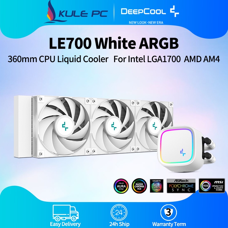 Deepcool GAMMAXX LE700 WH 360mm CPU AIO Liquid Cooler White ARGB Water ...