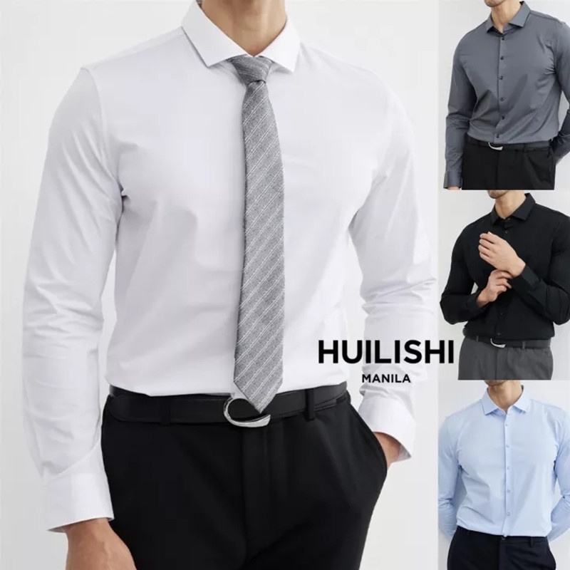 Men Shirt Long Sleeve Shirt Plus Size Classic Korean Men's Plain Casual Fashion Business Formal ...