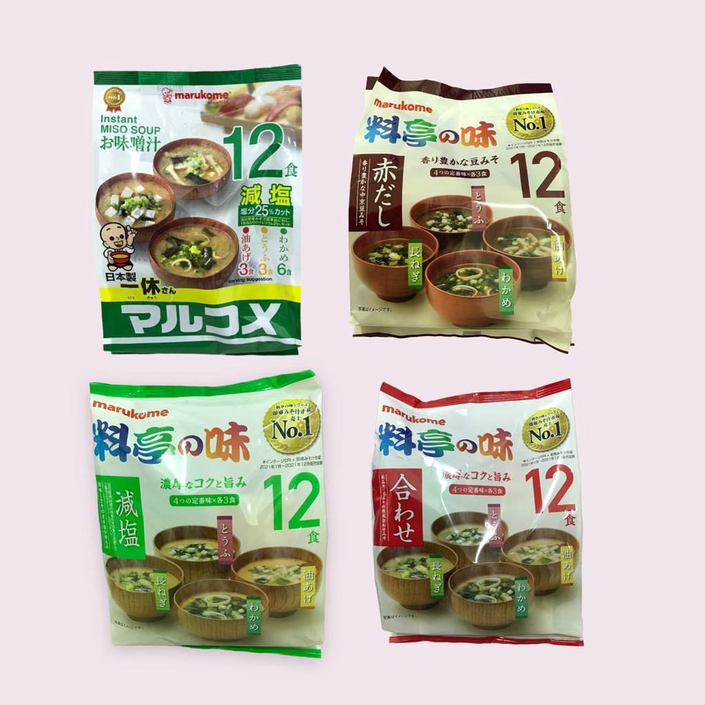 CMH Japan Marukome otoku-yo-Tei No Aji Misoshijiru Instant Miso Soup 4 flavors (12 packs ...