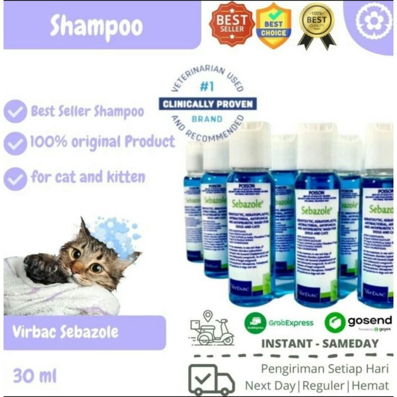 Sebazole VIRBAC Shampoo Cat Fungus, Lice And Bacteria 30ML | Shopee ...