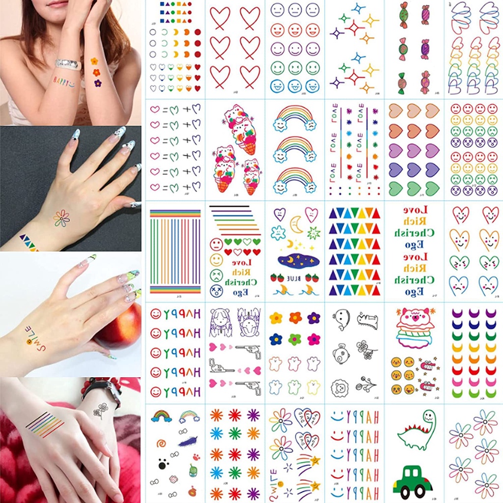 Waterproof Tattoo Stickers 1 Set Of 30 Different Pictures (10x6cm ...