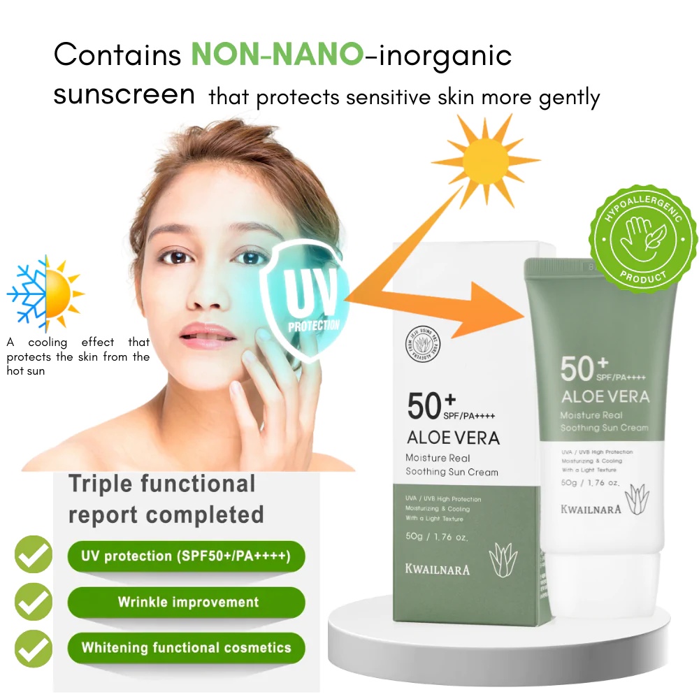Kwailnara Aloe vera Moisture Real Soothing Sun Cream 50+ SPF / PA ...