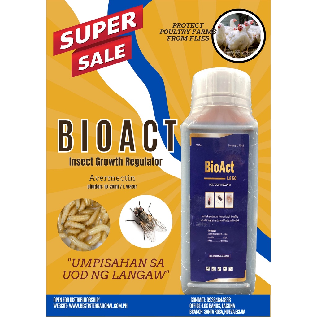 BioAct 2023 500ml Larvicide IGR for Poultry Pampatay Uod Larva ng ...