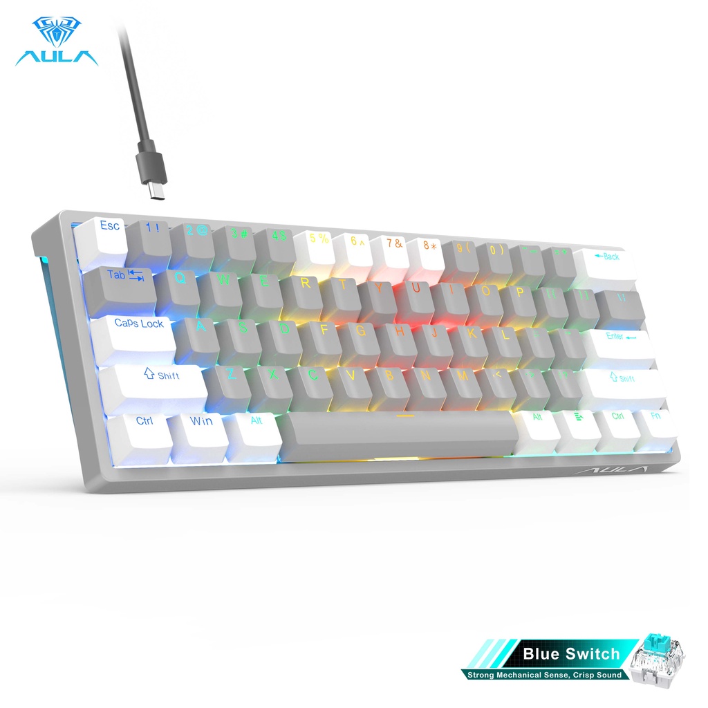 AULA F3261 61 Keys Wired Mechanical Keyboard RGB Hot Swappable Compact ...