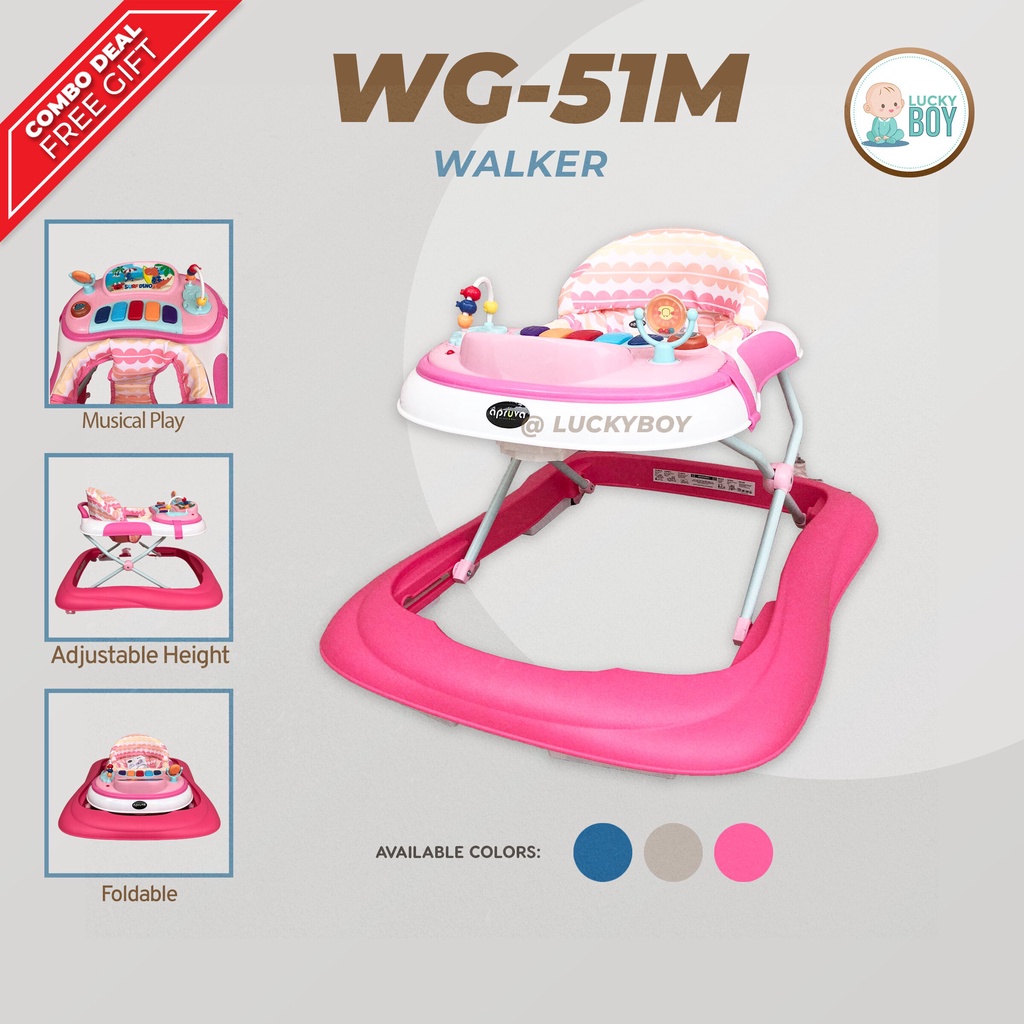 Apruva WG-51M Dino Pink Walker with Musical Tray for Baby | Shopee ...
