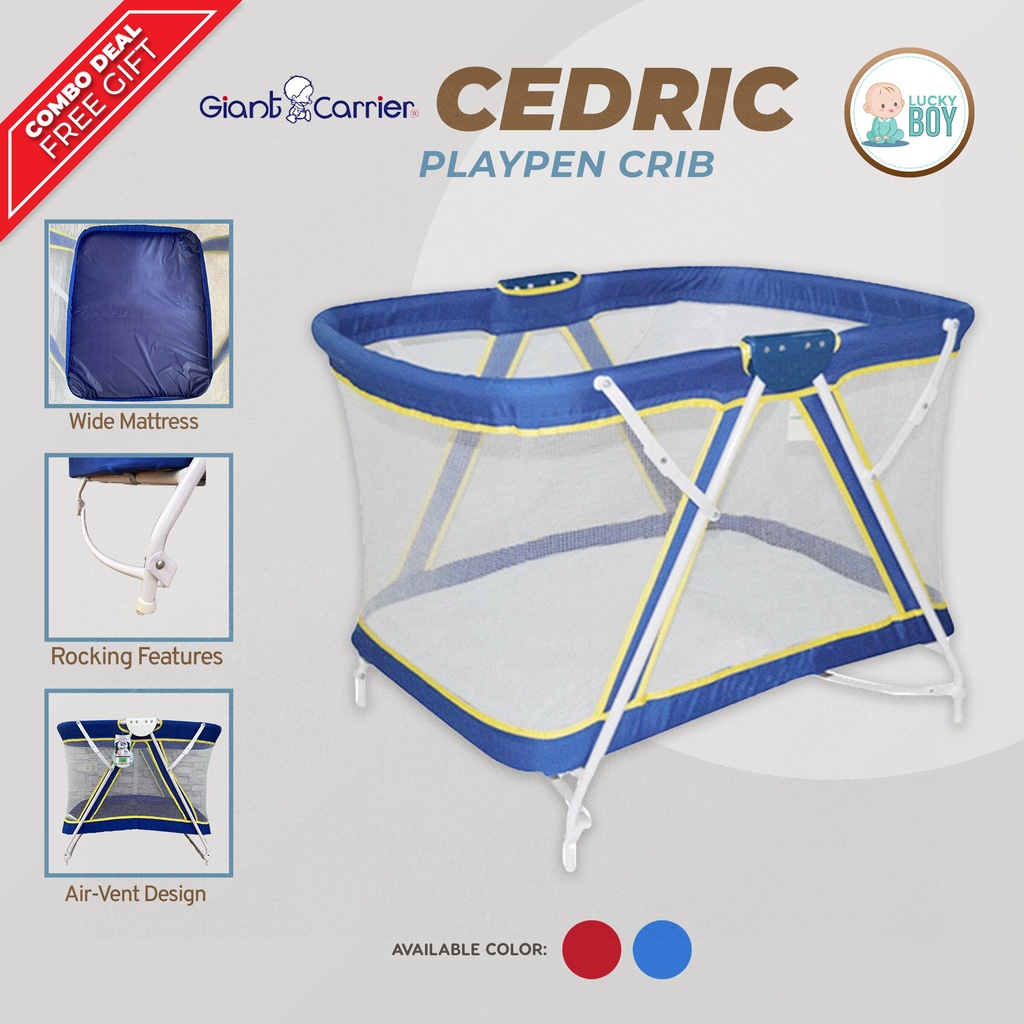 Giant Carrier Cedric Blue Playpen Crib For Baby | Shopee Philippines