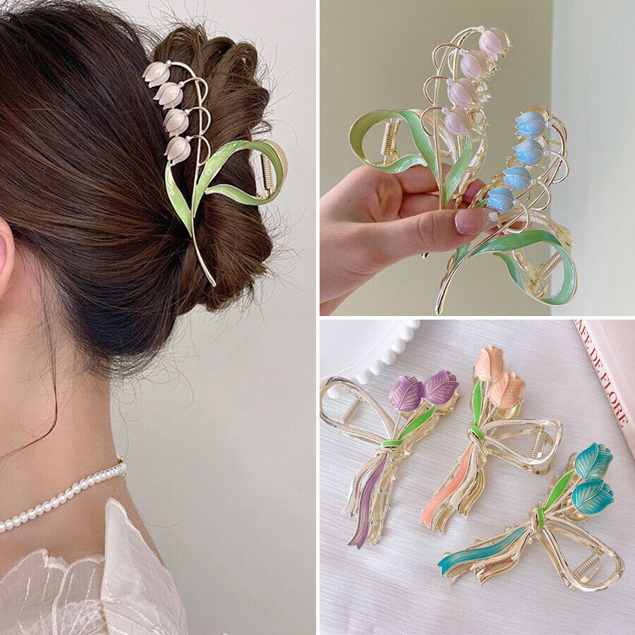 Gentle Tulip Flower Butterfly Hair Clip Enamel Hair Clips Hair Pin for ...