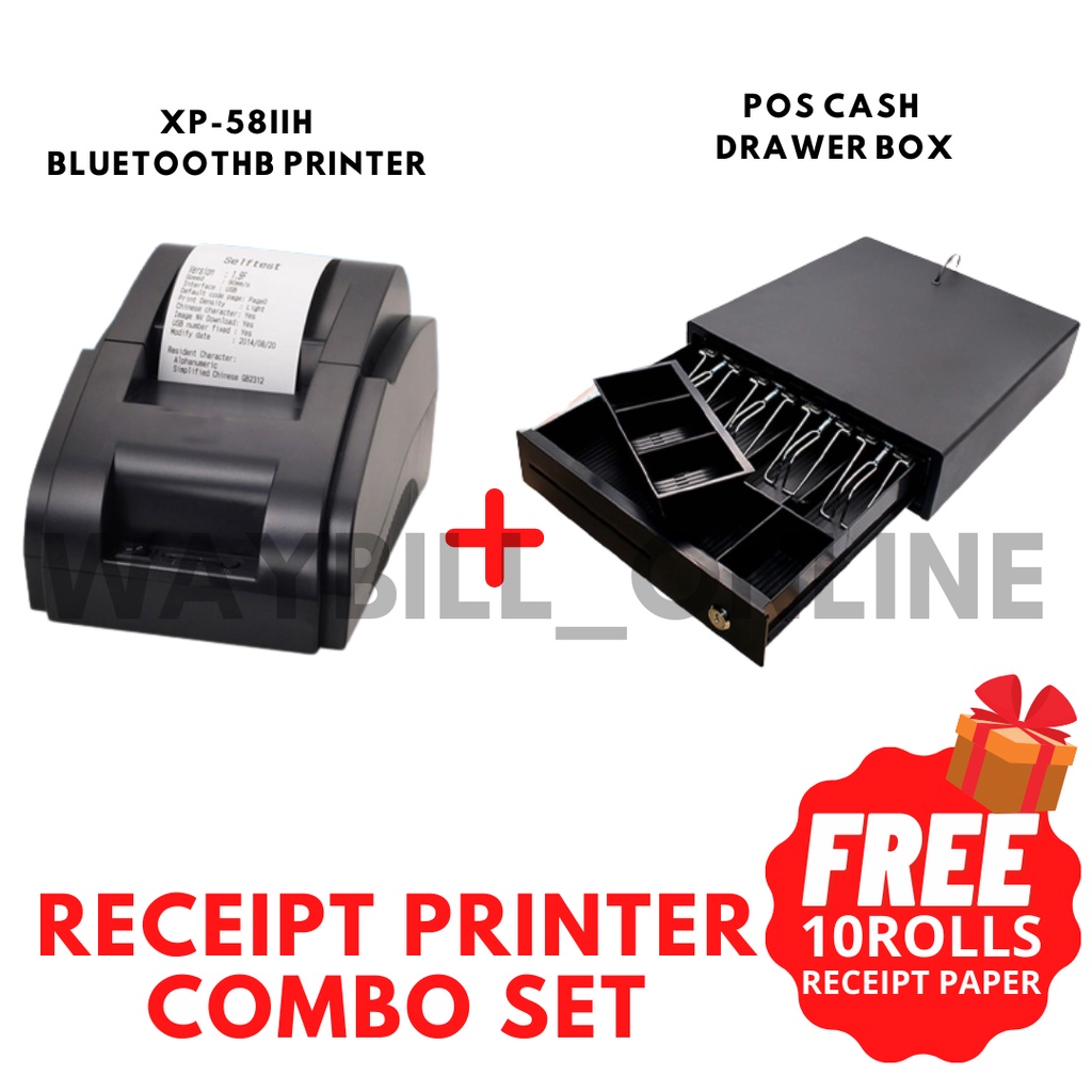 Receipt Printer XP-58IIH Bluetooth/USB + POS Cash Drawer (4Bills + 5 ...