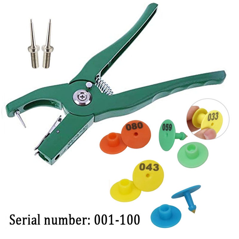 1 Set Pig Round Ear Tag Kit 001-100 Numbers Livestock EarTag with ...