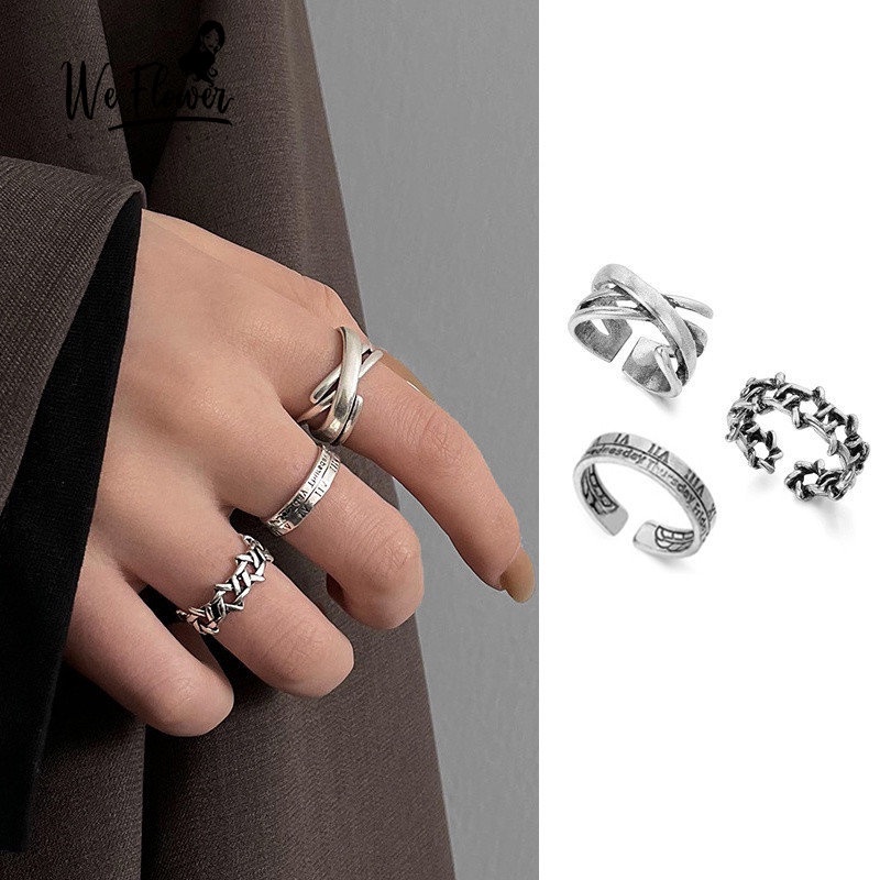 3PCs Retro Silver Open Knuckle Ring Set for Women Men Unisex Adjustable ...