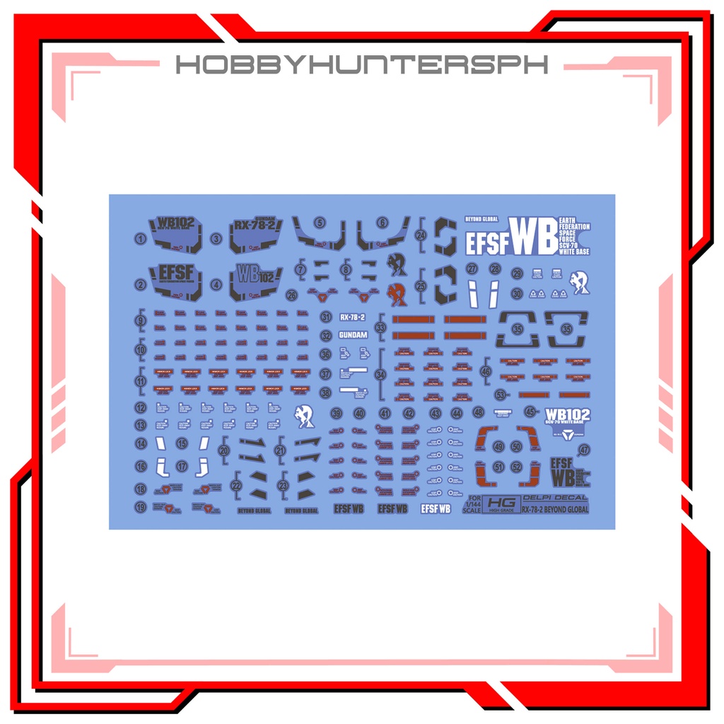 Delpi Decal HG RX-78-2 Beyond Global Waterslide Decals | Shopee Philippines