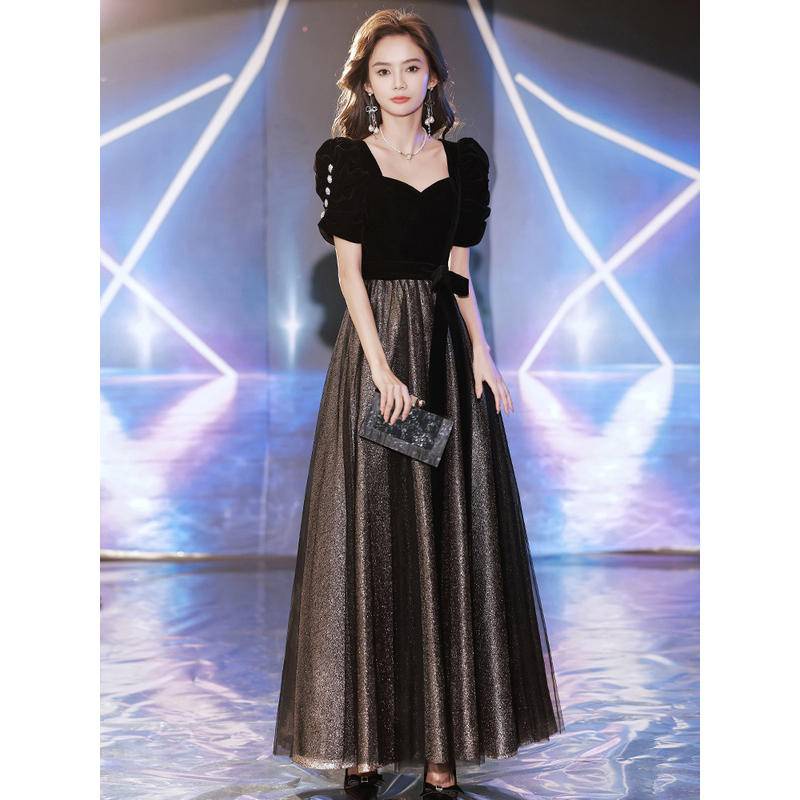 Customise Ladies High-end Dress Socialite Party Black Dignified Evening ...