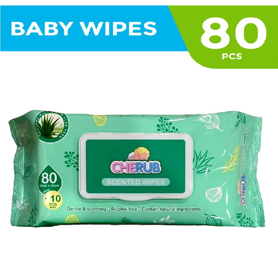 Cherub Baby Wipes 80's Scented (Green) | Shopee Philippines