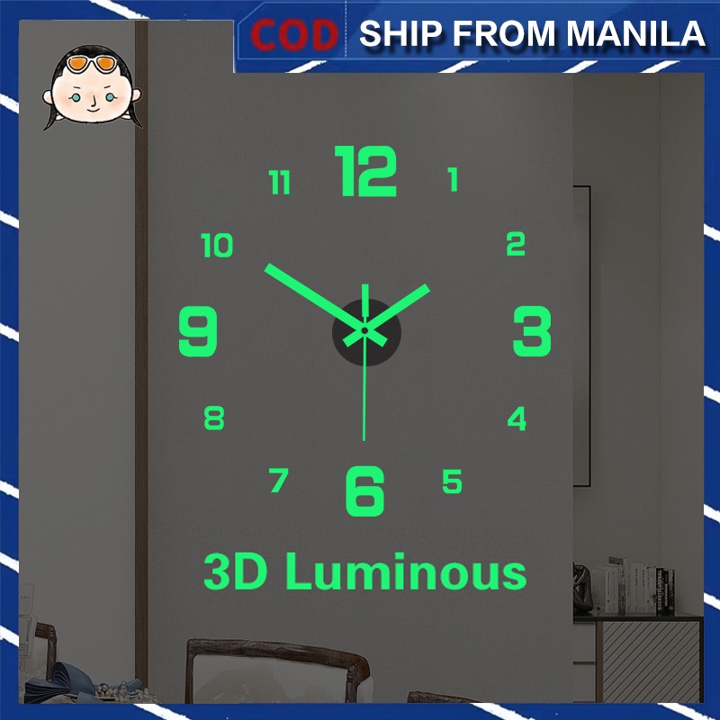 Luminous Clock 3D Wall Clock DIY Digital Clock Wall Stickers for Home ...