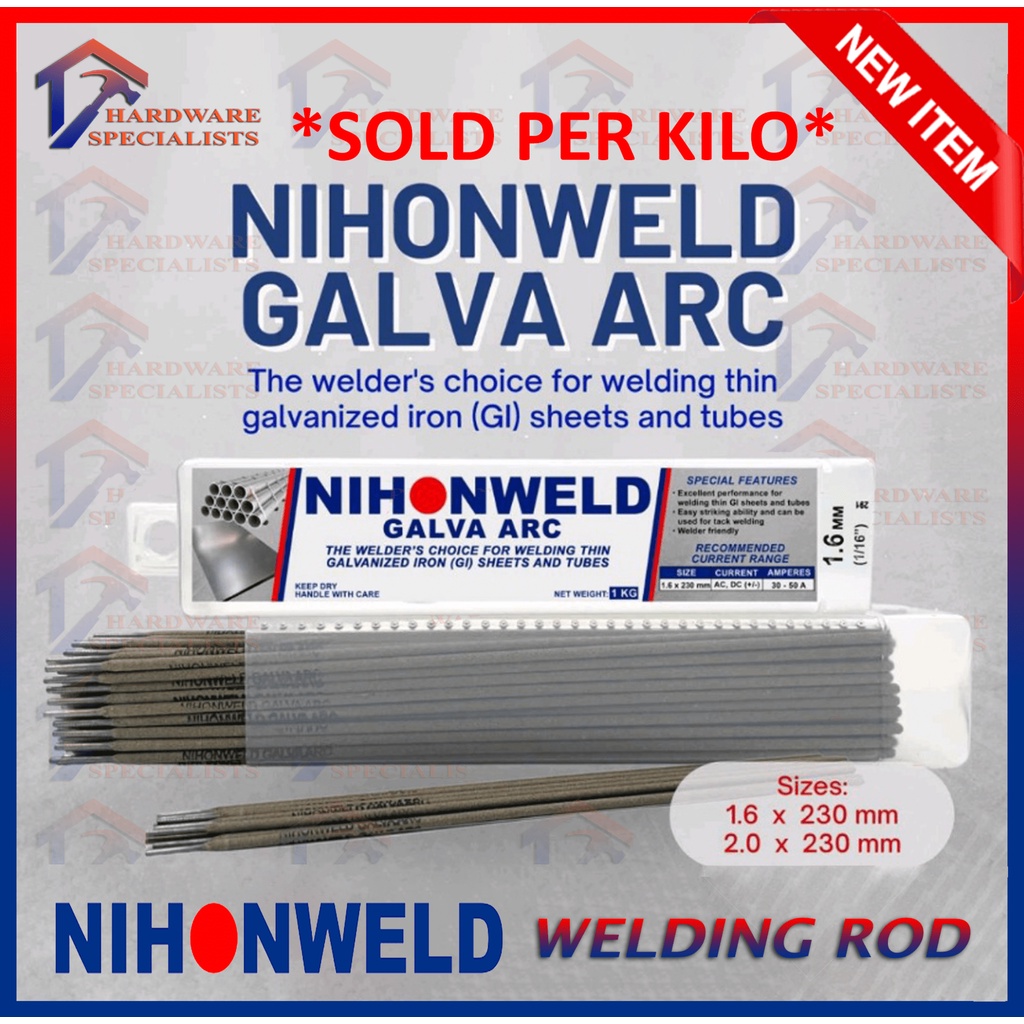 Nihonweld Galva Arc Welding Rod 1/16" 1.6MM OR 5/64" 2.0MM *SOLD PER ...