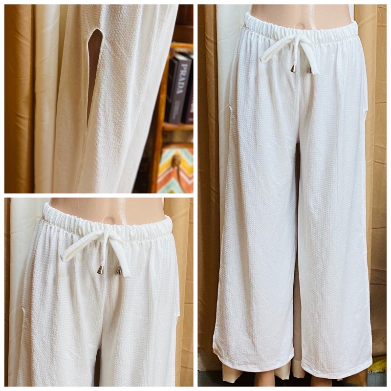 BUBBLE GAUZE SQUARE PANTS WITH SLIT both side SUMMER PANTS SUMMER WEAR ...