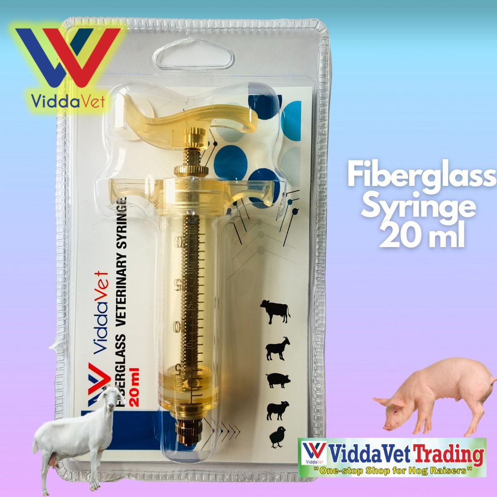 20 mL Fiberglass syringe reusable 20 ml for pigs cattle bird | Shopee ...