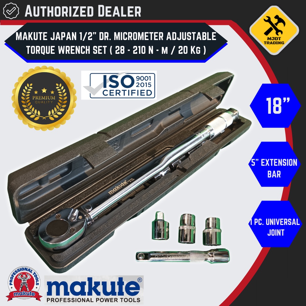 MAKUTE JAPAN 1/2" DR. MICROMETER ADJUSTABLE TORQUE WRENCH SET ( 28 ...