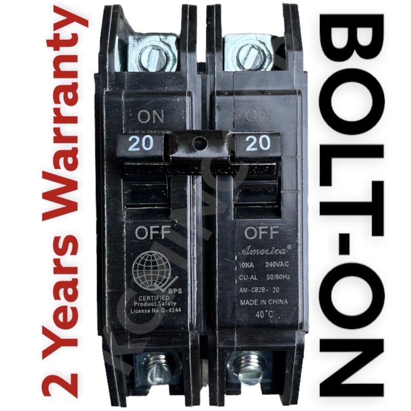 America BOLT-ON Circuit Breaker 15, 20, 30, 40, 60, 100amp Bolt-on Type ...