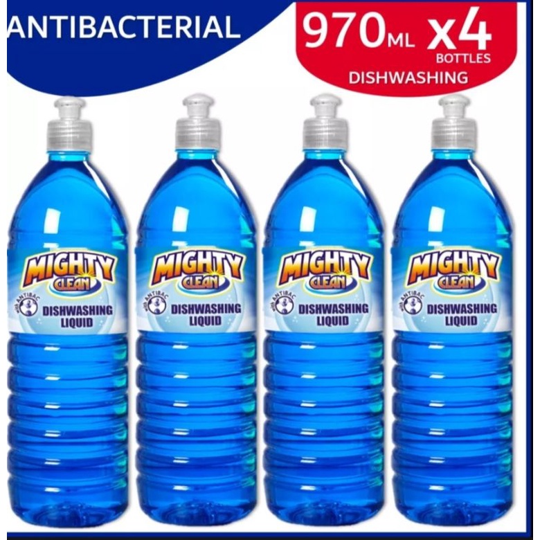 Mighty Clean/All Mighty Dishwashing Liquid Antibacterial Blue 4 BOTTLES ...