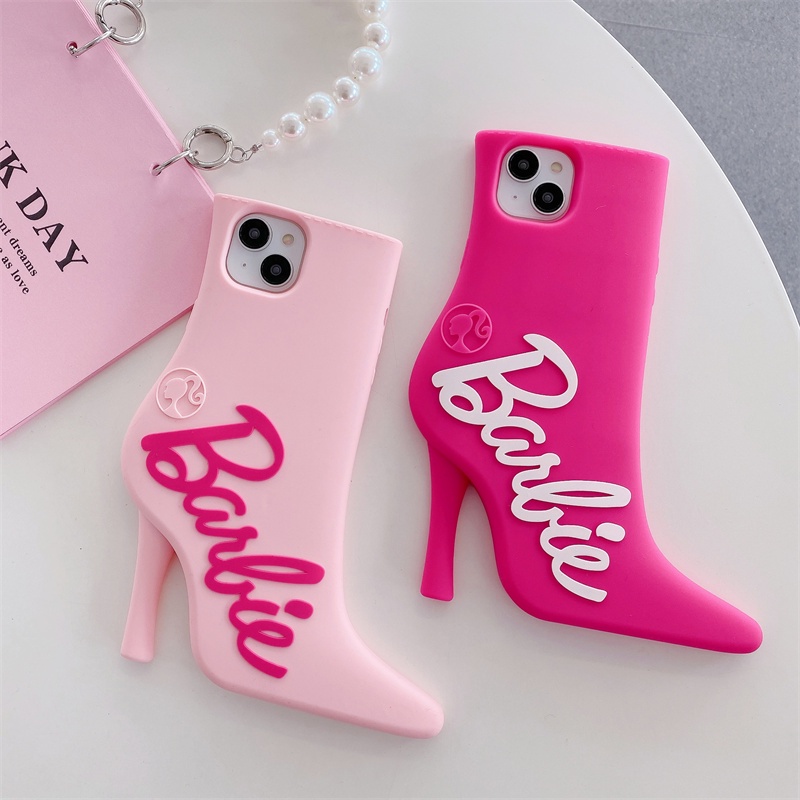Barbie Pink High heel Silicone phone Case for Iphone 11 12 13 14 pro ...