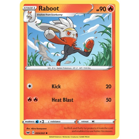 Scorbunny , Raboot & Cinderace Pokemon Cards TCG (8th Gen STARTER ...
