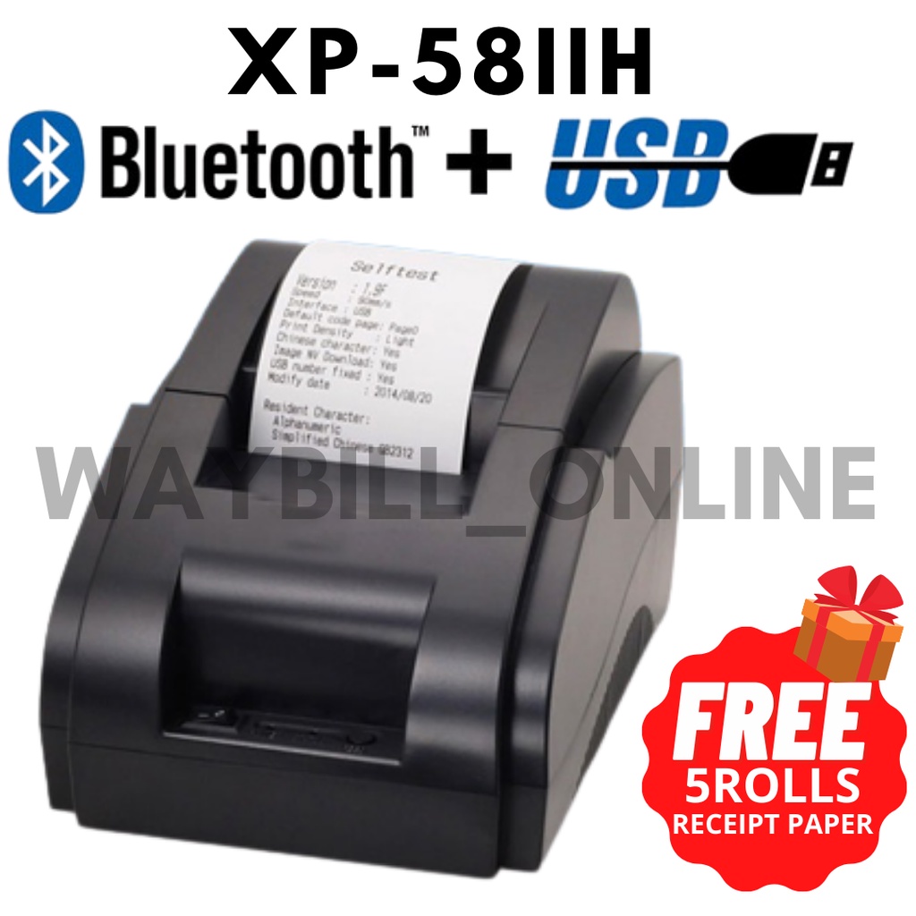 Receipt Printer XP-58IIH Bluetooth/USB + POS Cash Drawer (4Bills + 5 ...