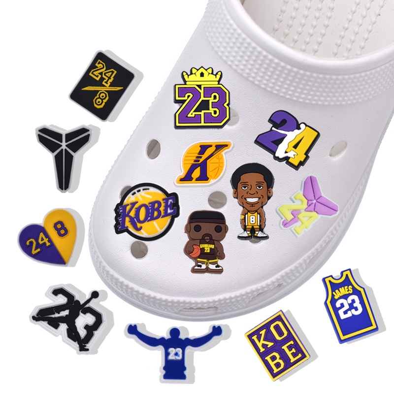 10pcs Cartoon Kobe Bryant Jibitz Nba Croc Jibbits Set Basketball James ...