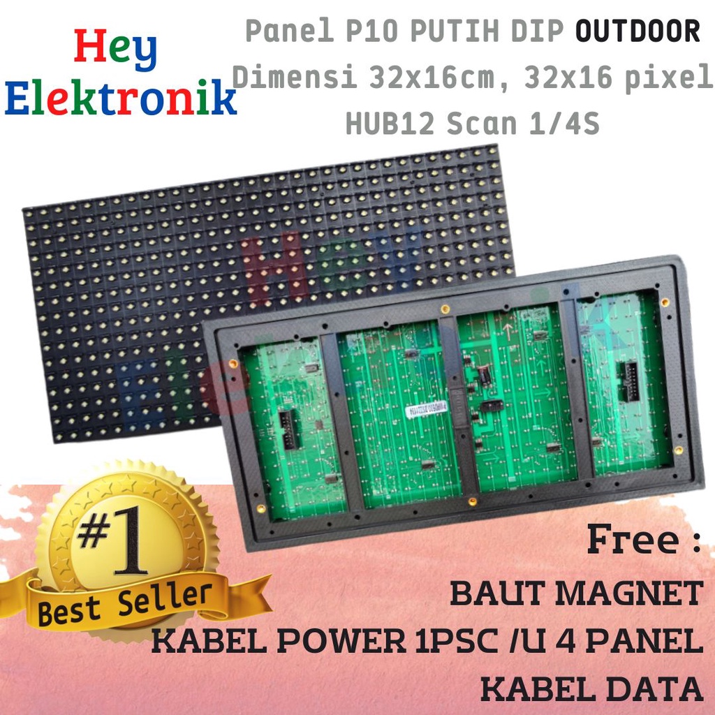 PUTIH P10 LED Module Panel Running Text DIP White Outdoor | Shopee ...